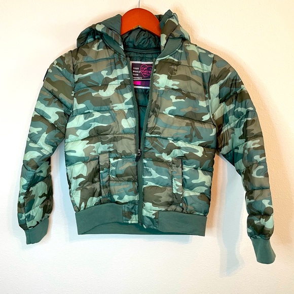 Justice | Jackets & Coats | Justice Camo Puffer Jacket With Hood | Poshmark